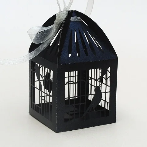 Black Love Bird Wedding Decorative Gift Boxes with ribbon,100pcs Laser ...
