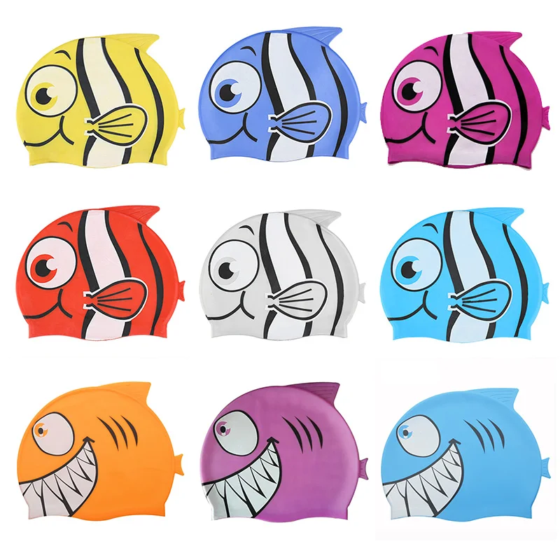 Heißer kinder Schwimmen Kappe Cartoon Clown Fisch Silica gel Silicon ...