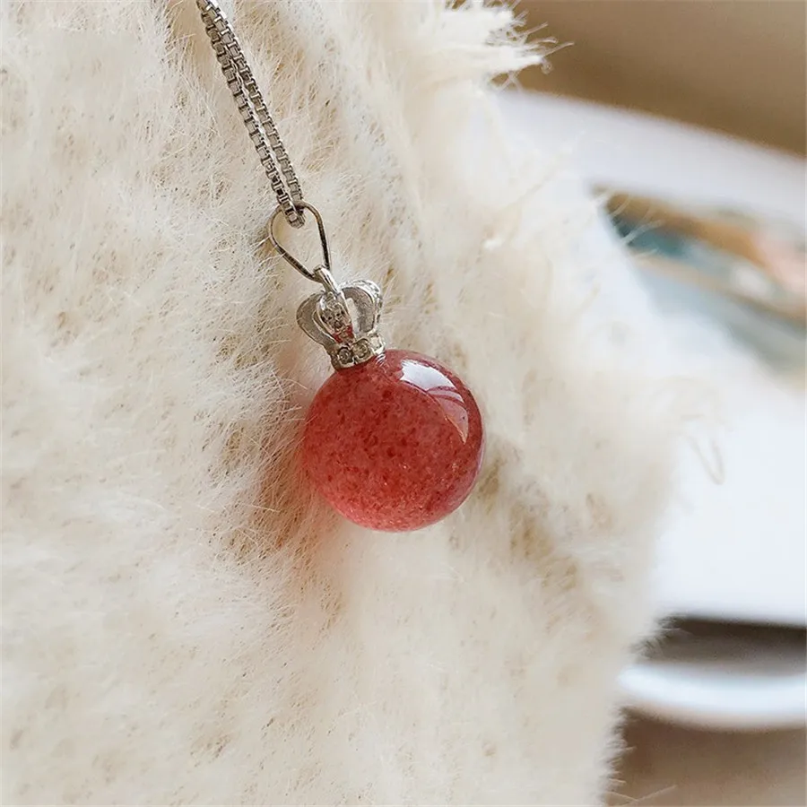 Fashion Necklace Charm Teardrop Red Genuine Natural Strawberry Quartz Crystal Gems Stone Charm ...
