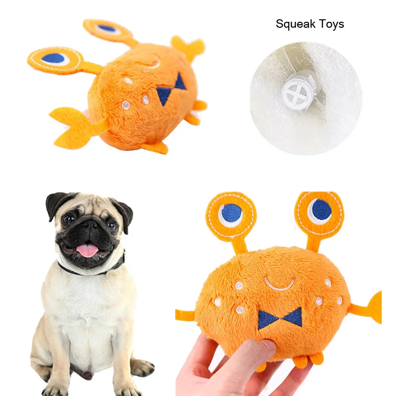 1pc Plush Dog Toys Cartoon Cute Lobster Crab Pets Puppy Squeaky Toy ...