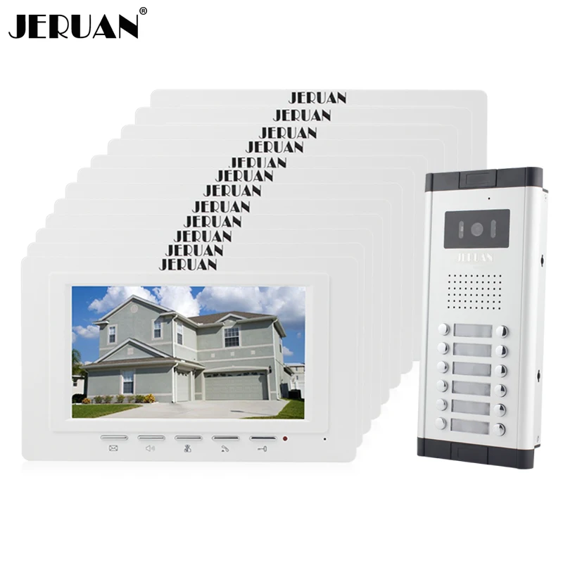 JERUAN Apartment Doorbell intercom 7`` LCD video door phone intercom ...