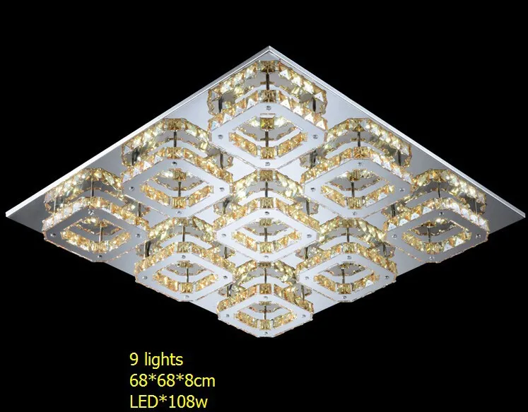 Современные янтарные хрустальные светодиодные квадратные потолочные ...