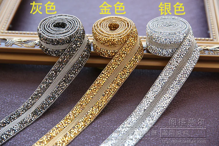 100 см, железные стразы, лента, золото, серебро, исправление ...