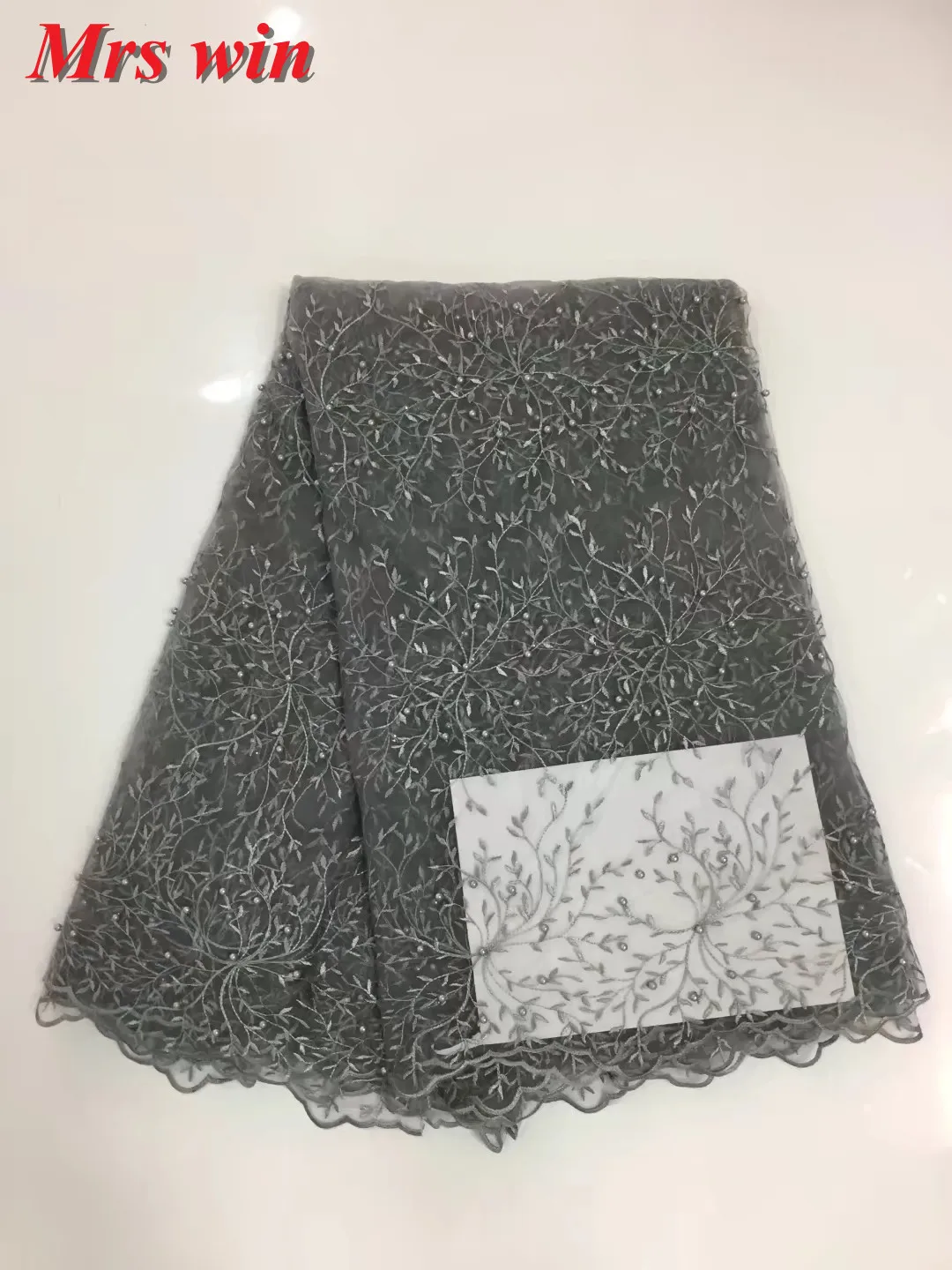 Tela de encaje africano de encaje de tul de flores bordadas de encaje ...