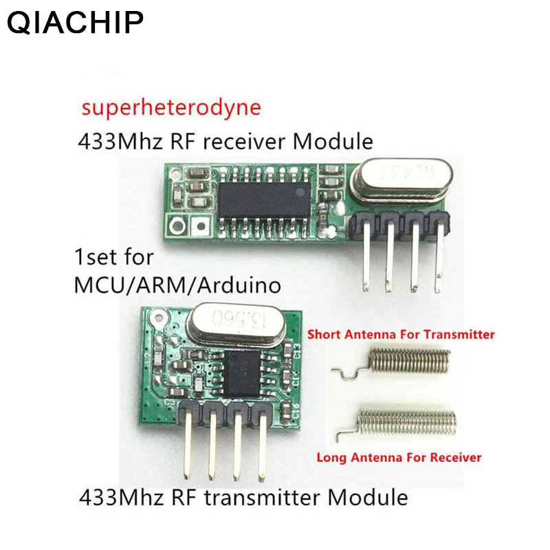Qiachip 433mhz Rf Transmitter And Receiver Superheterodyne Ask 433 Mhz Module With Antenna For