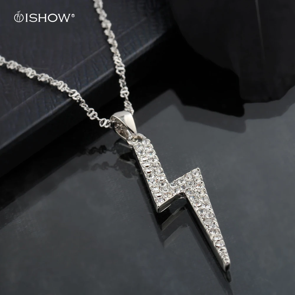 New 2016 fashion women sprin summer crystal thunder symbol pendant ...