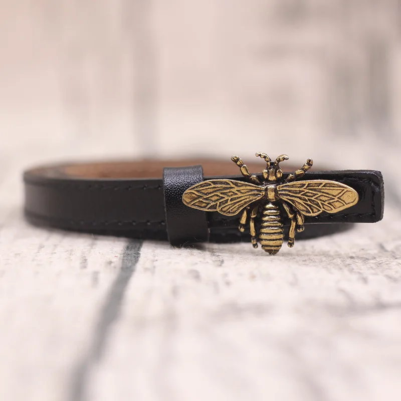 Genuine Leather Belts with Bee Metal Buckle for Women Jeans and Dresses ...