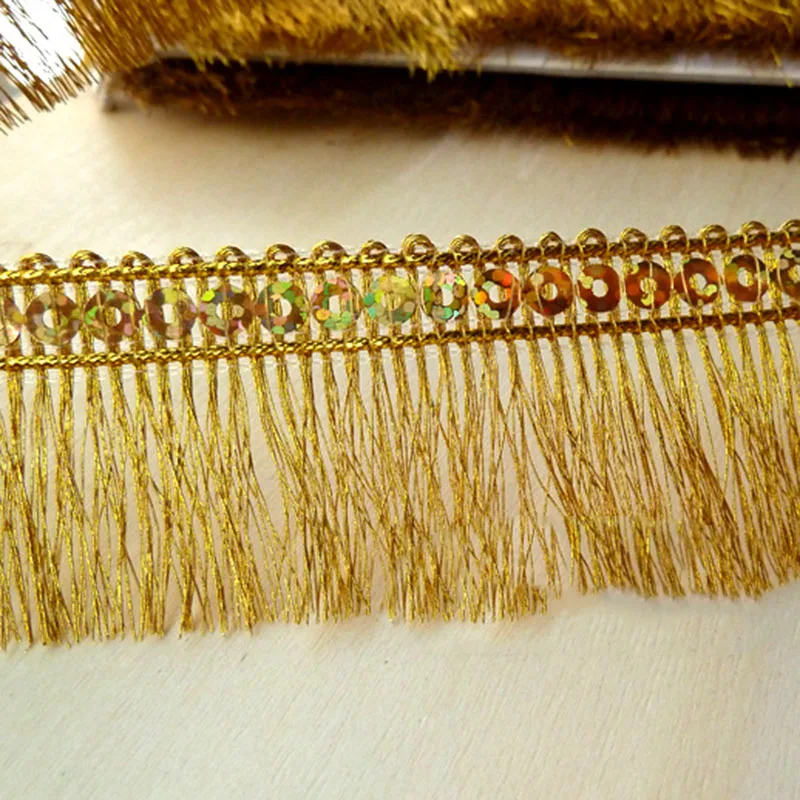 14Yards-Tassel-Lace-Trim-Gold-Silver-Sequins-Lace-Trimming-Fabric ...