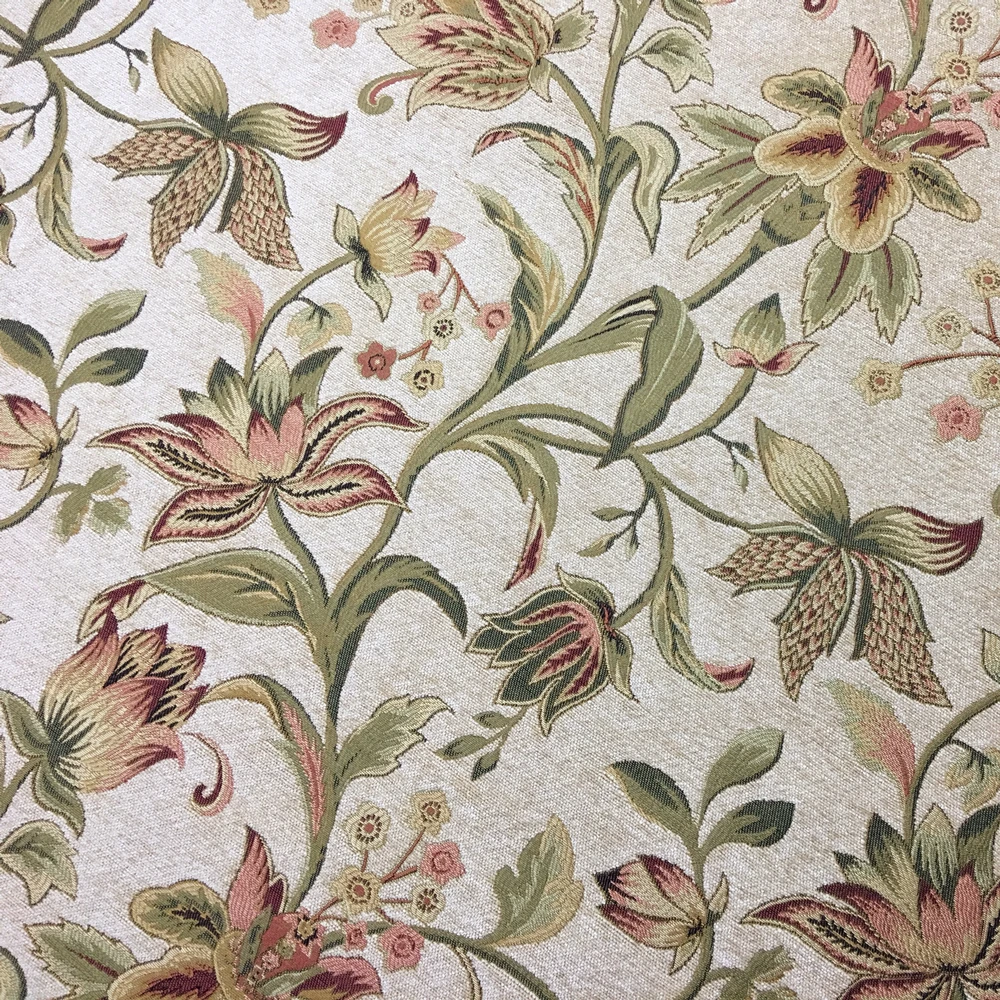 Deluxe Woven Jacquard Beige Flower Heavy Chenille Sofa Chair Interior ...