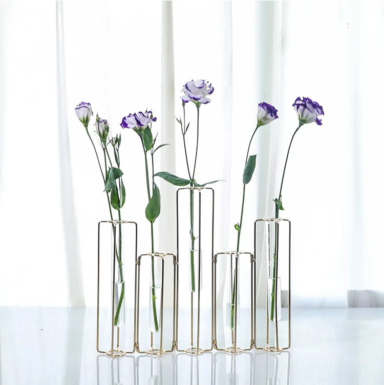 Новая нордическая креативная стеклянная 5 гидропонная ваза железная художественная ваза Золотая