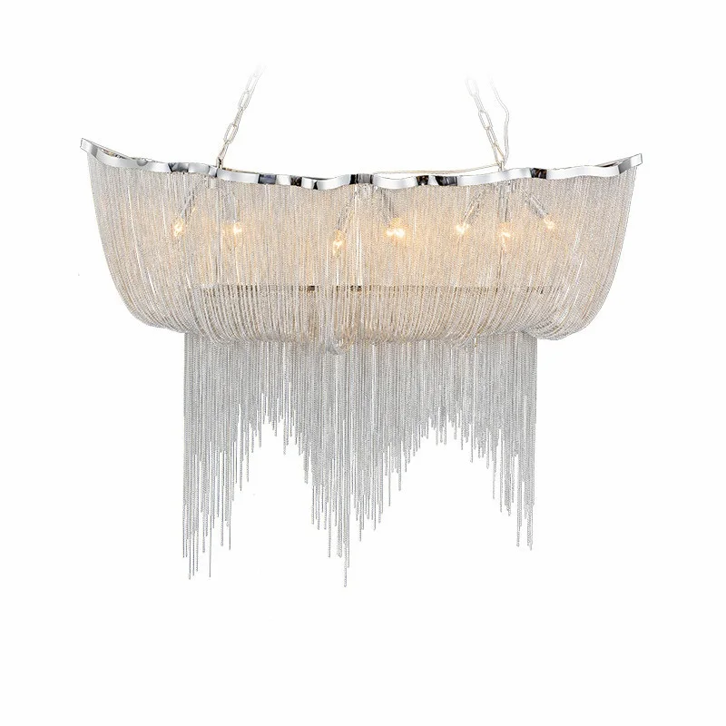 Modern Silver Cloth Shape Tassel Aluminum Chain Pendant Lights Fashion ...