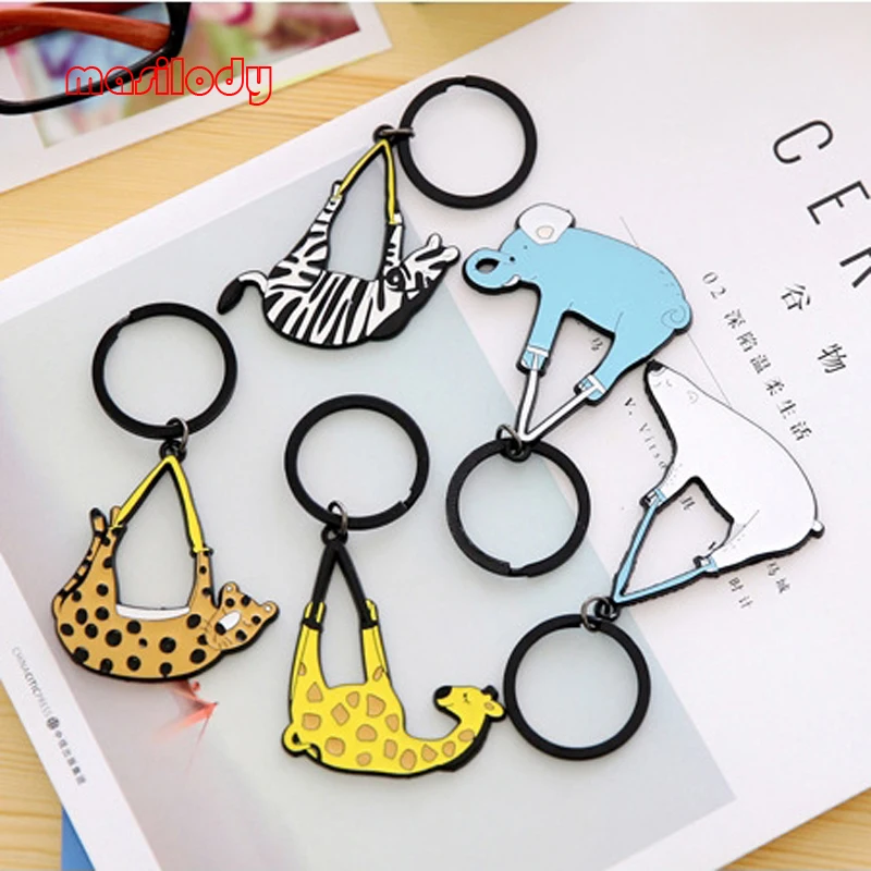 30pcs/Lot Metal Animals Keychain Giraffe Key Chain Leopard Keyring ...