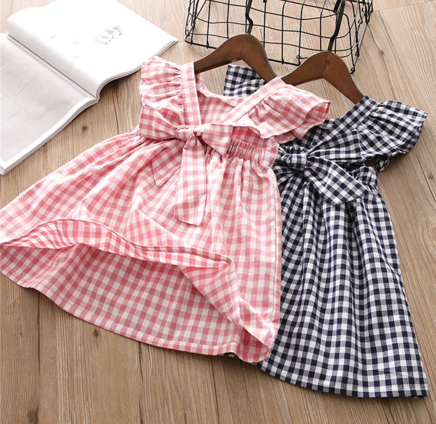 New Baby Girls Dress Fashion Plaid Sleeveless Dresses For Summer ...