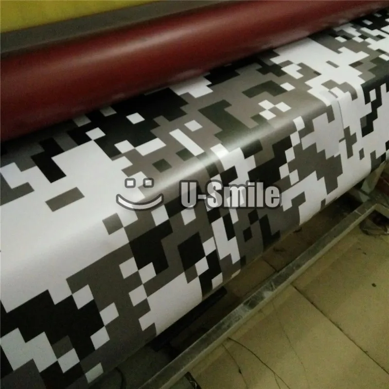 Black White Grey Digital Arctic Pixel Camouflage Vinyl Car Wrap Foil ...