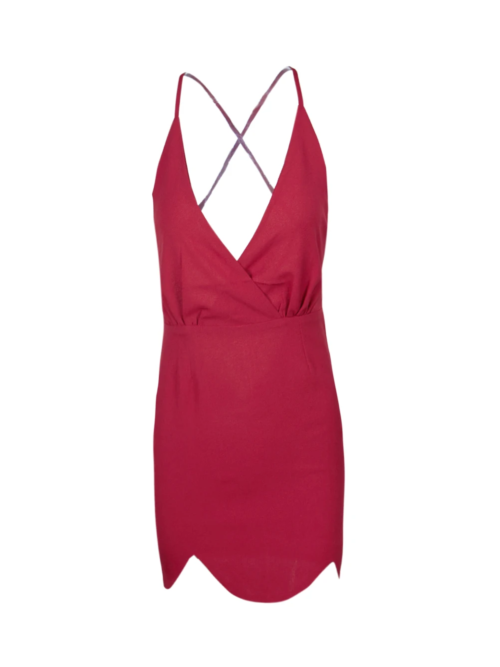 Plunge Deep V Neck Spaghetti Strap Sexy Backless Party Club Wear Dress