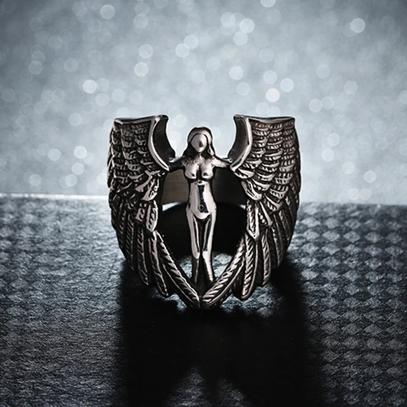 ZMZY изысканное винтажное растягивающееся кольцо с крыльями ангела ...