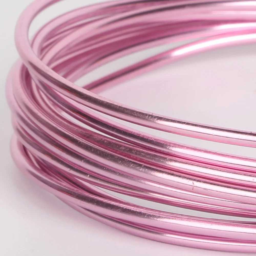 3 10M Pink Dia 1/1.5/2/2.5mm Anodized Aluminum Round Soft Craft Painted ...