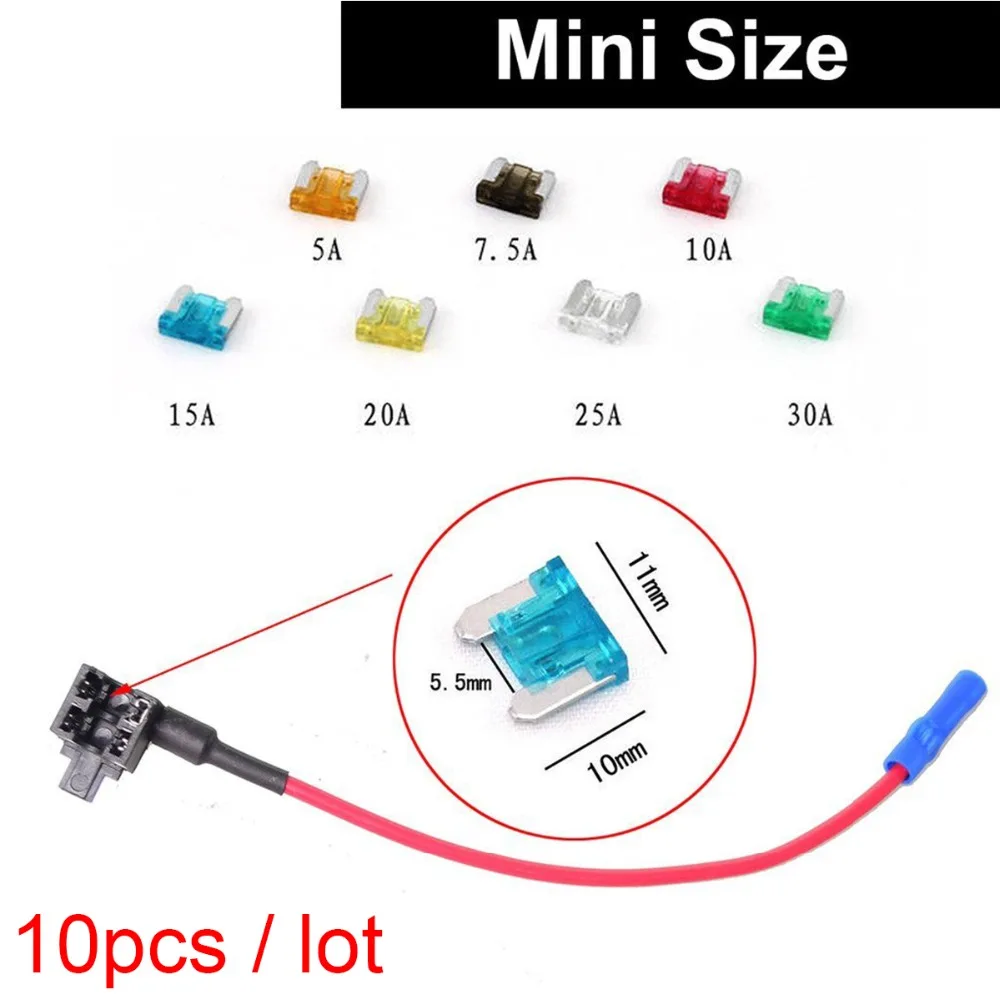 10pcs Motor ADD Circuit Blade Style Fuse Adapter Cable Add A Circuit ...