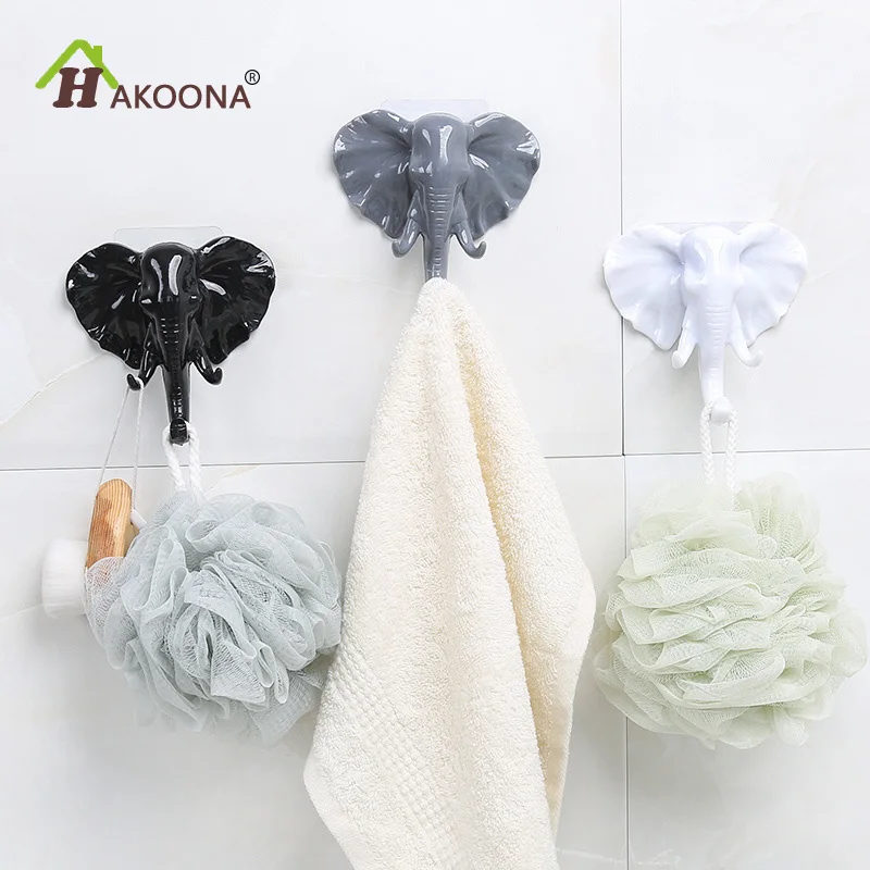 HAKOONA Elephant Wall Hanger Resin sucker Hooks Key Holder Home Decor ...