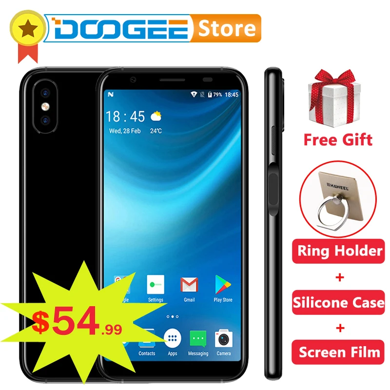 DOOGEE X55 Fingerprint ID Unlcok 5.5'' 18:9 Android 7.1 Smartphone 3 ...