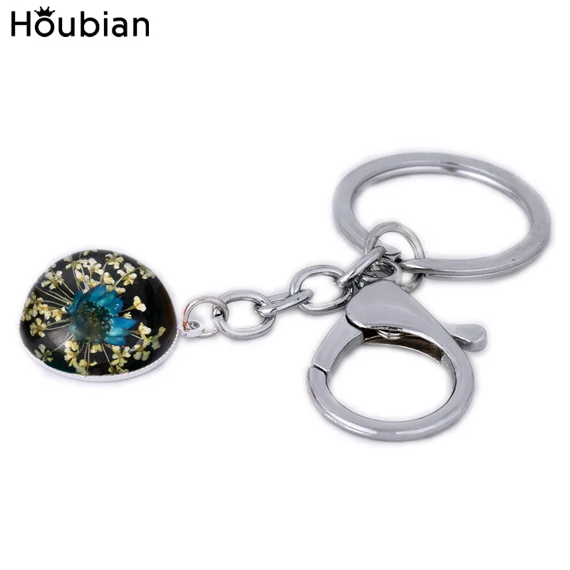 Houbian Handmade Resin Dried Flower Keychain Dry Flower Key Chain ...