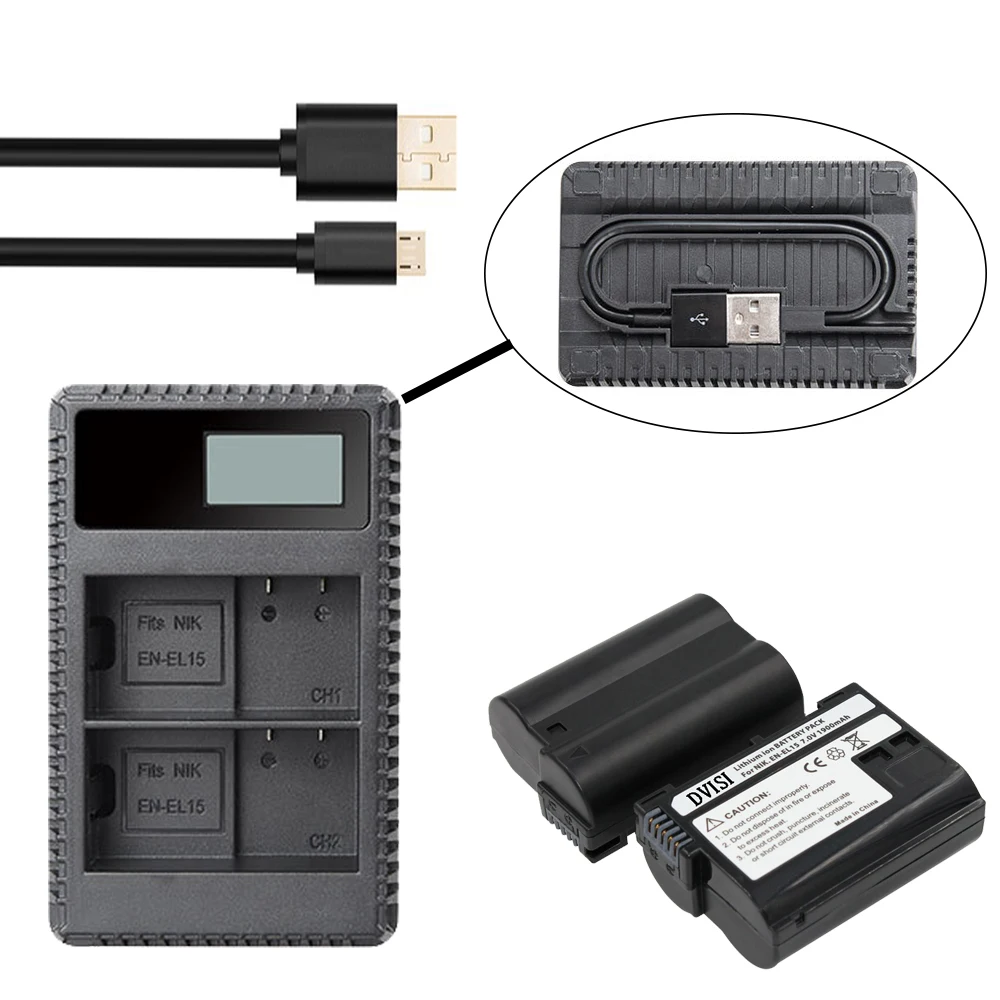 EN-EL15-EN-EL15-Camera-Battery-LCD-Dual-USB-Charger-for-Nikon-D600-D610 ...