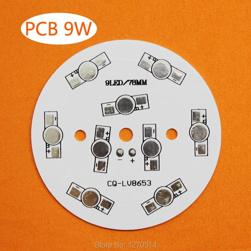 25pcs/lot, 9W LED PCB, 78mm for 9pcs LEDs, aluminum plate base ...