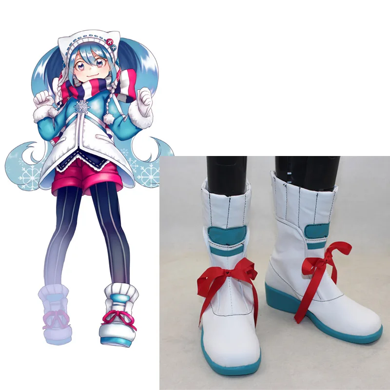 Snow Miku Vocaloid Hatsune Miku Cosplay Shoes Boots Custom Made New ...