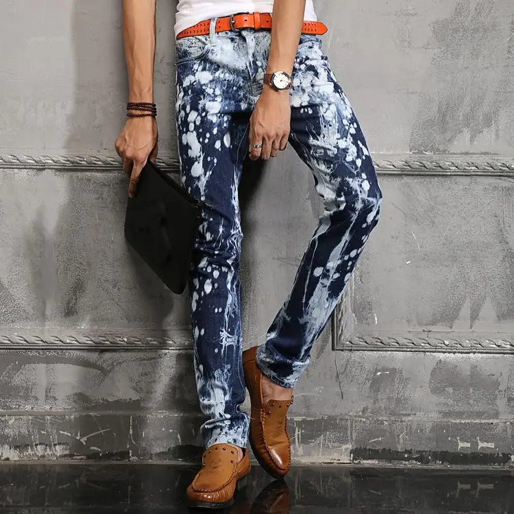 Creative Fashion Jeans Men's Printed Denim Jeans Pants 2015 Washed ...