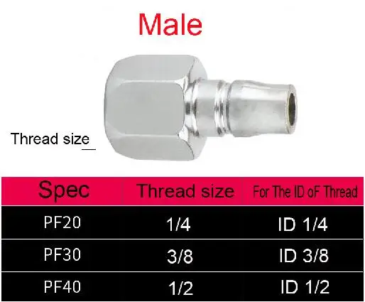 2PCS 공기 공압 1/4 "3/8" 1/2 "나사 크기 PF 20 PF 30 PF 40 수 커넥터 퀵 커플 링 어댑터 파이프 피팅|pipe fittings|quick ...