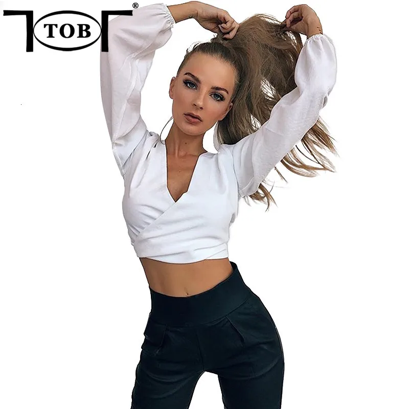 TOB Sexy 4 colors deep V neck crop tops 2017 new fashion autumn women ...