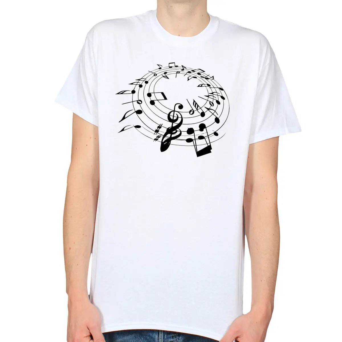 REVIEW MUSICAL NOTES SPIRAL MUSIC NOTATION SHEET MUSIC ART T-SHIRT TEE ...