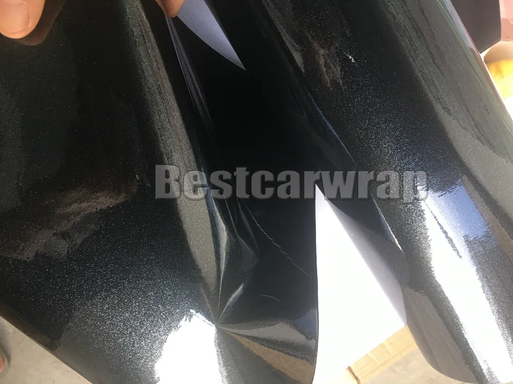 Gloss Black Metallic Vinyl For Car Wrap With Air Release Sparkle Pearl ...