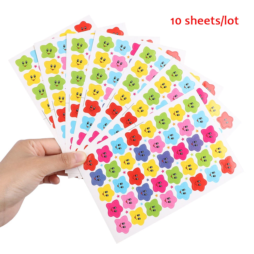 10 sheets=400Pcs Smiley Face Star stickers Decal School Cute Children ...