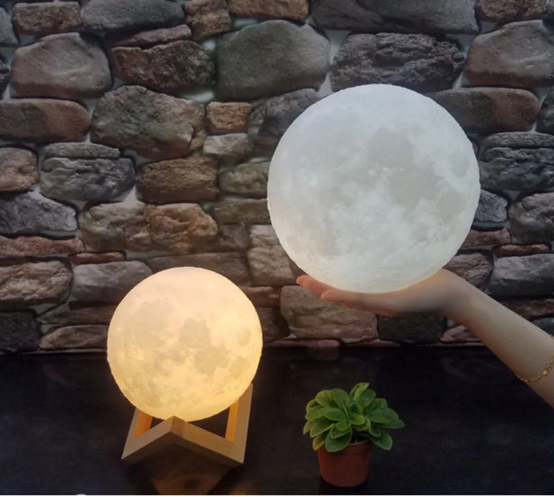 2 Colors/16 Colors 3D Print Moon Lamp Rechargeable LED Night Light ...