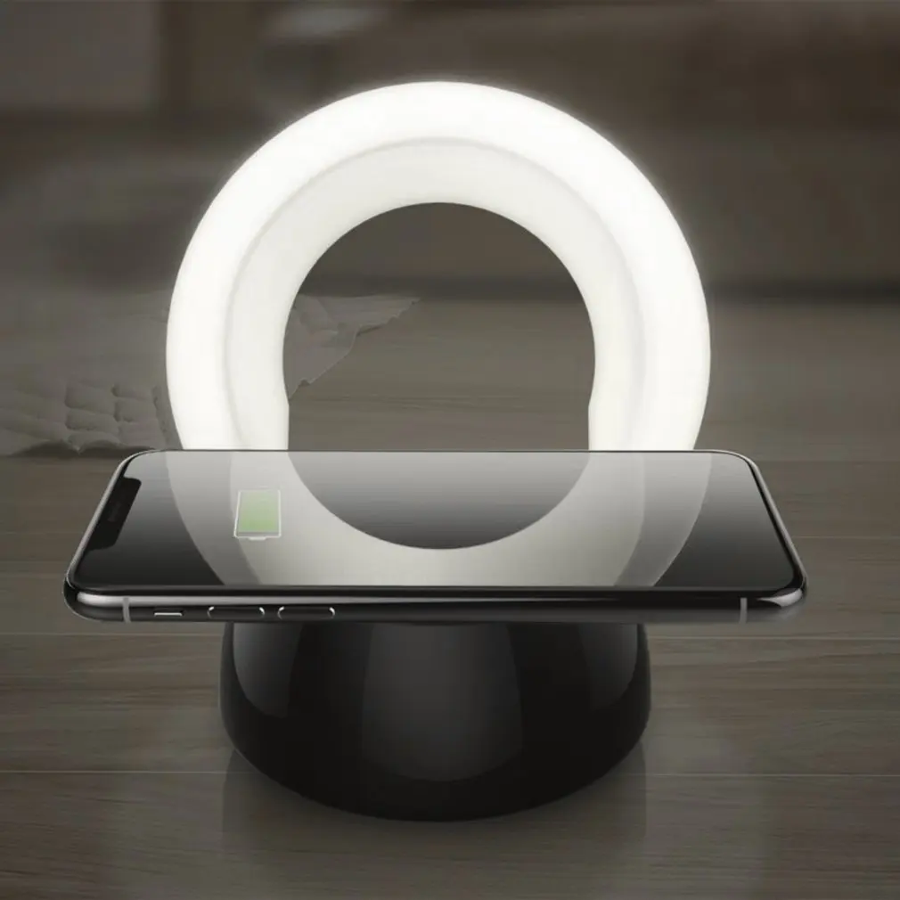 10W Qi Wireless Charger Holder LED Desk Night Lamp Light Fast Charging ...