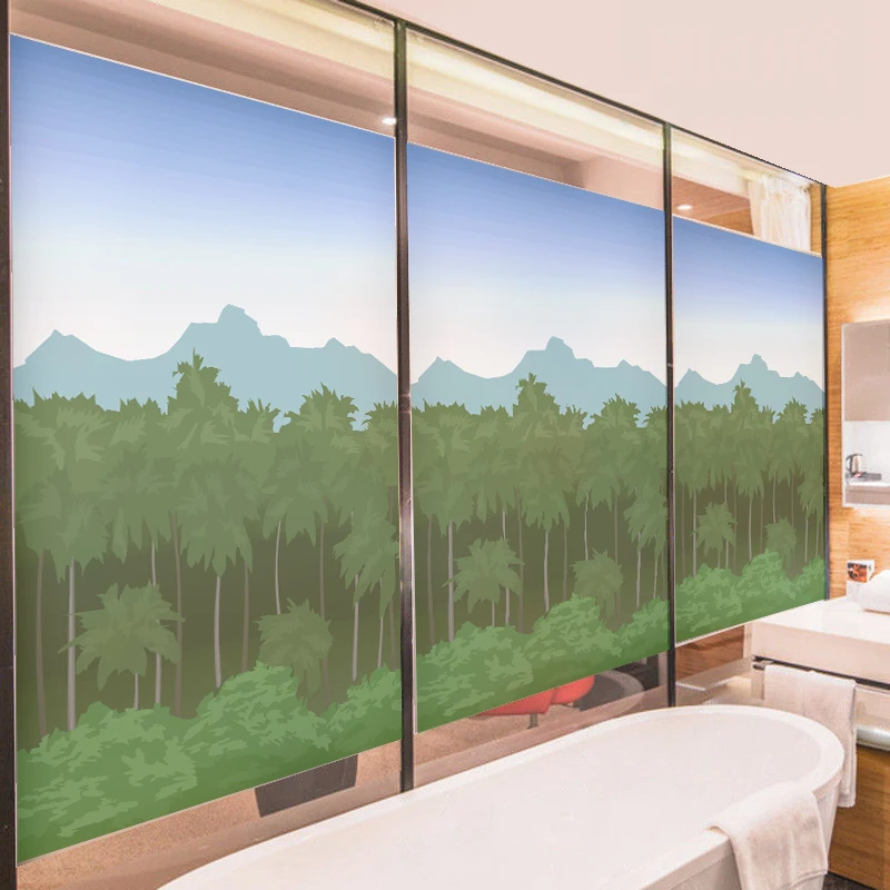 Mountain scenery Self adhesive Window film wall Sticker Opaque Privacy ...