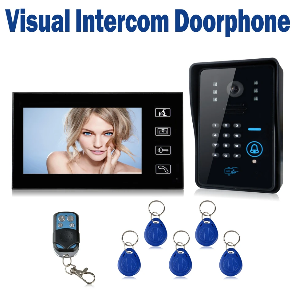 7 inch New Touch Pad Visual Intercom Doorbell RFID Video Door Phone ...