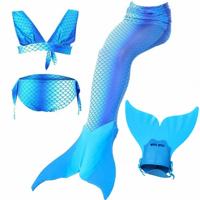 Girls Mermaid Tails Bra Shorts Dress Monofin Swimsuit Cosplay Kids ...