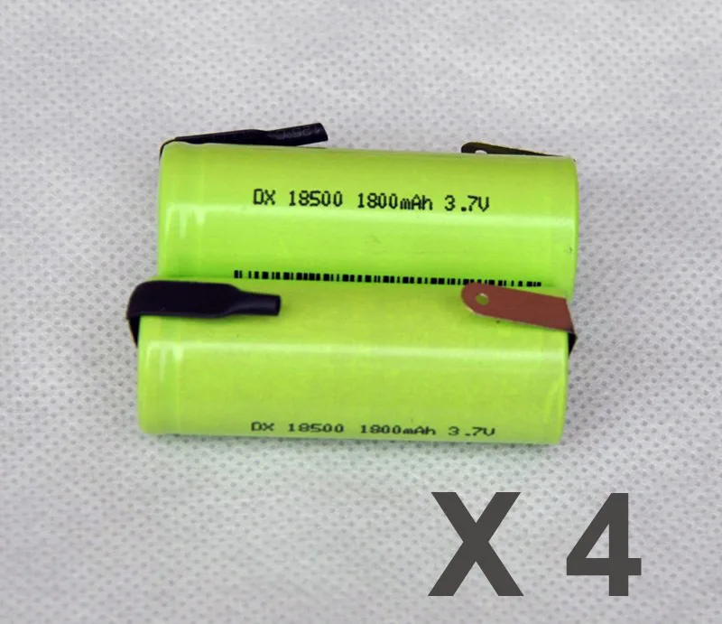 4pcs 3.7v 18500 Battery 1800mah 18490 Rechargeable Lithium Ion Li-ion ...