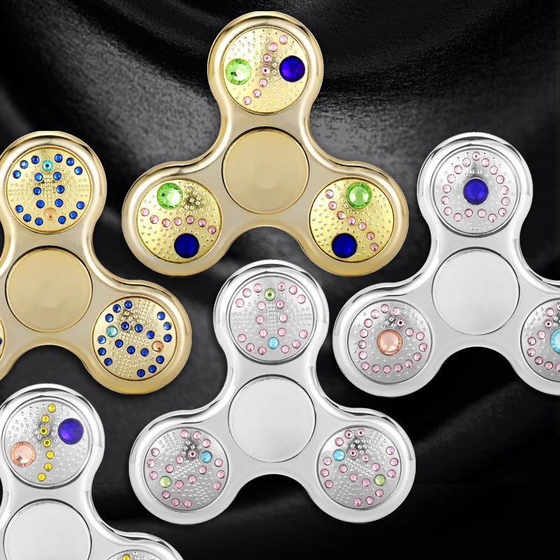 Classic Clover Colorful Crystal Diamond Fidget Spinner EDC Fingertip ...