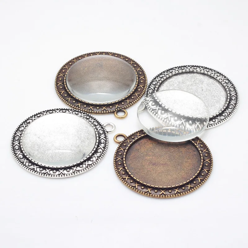 Aliexpress.com : Buy 30mm Round Pendant Cabochon Base Setting + Clear ...