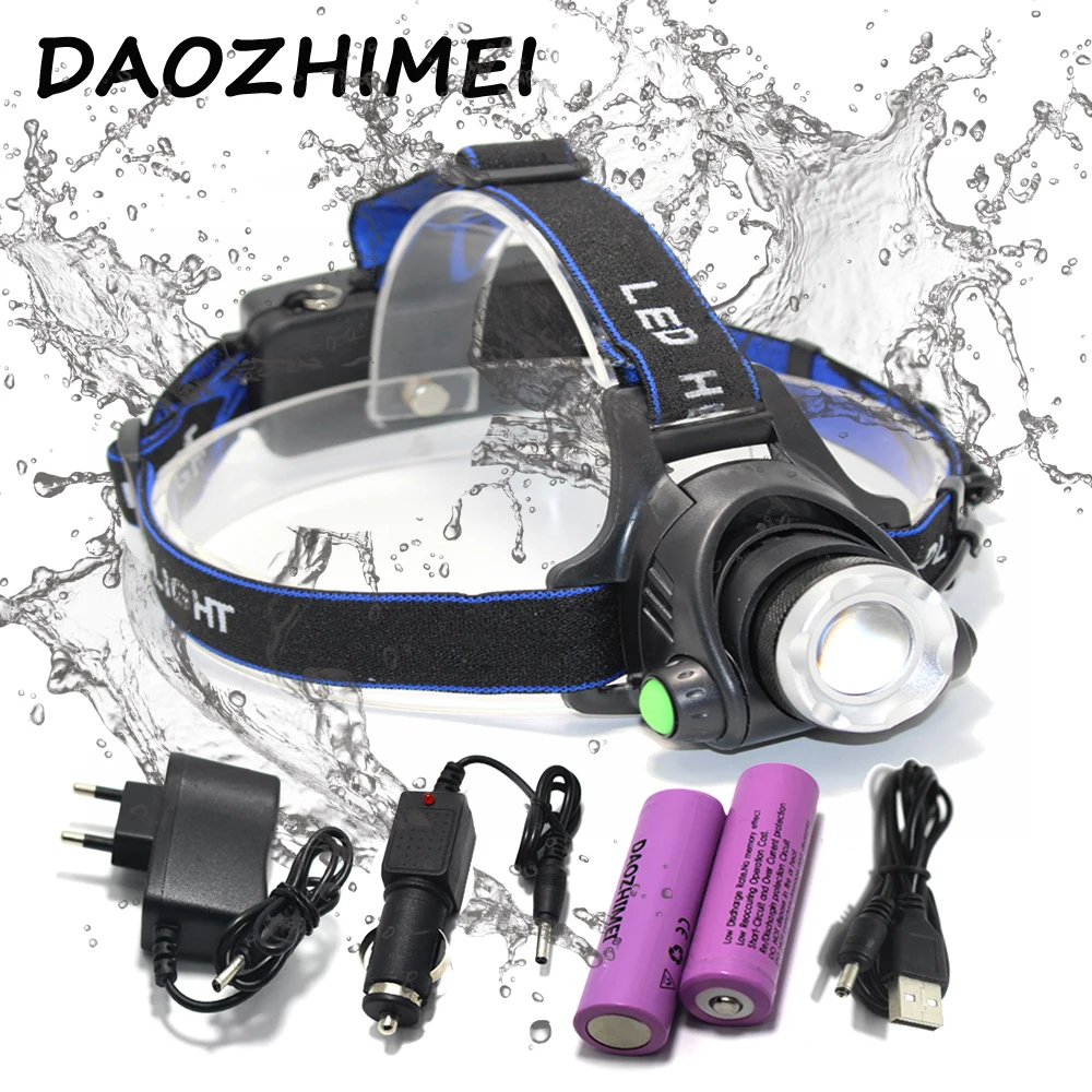 6000 lumen LED headlamp fishing headlight T6/L2 3 modes Zoomable lamp ...
