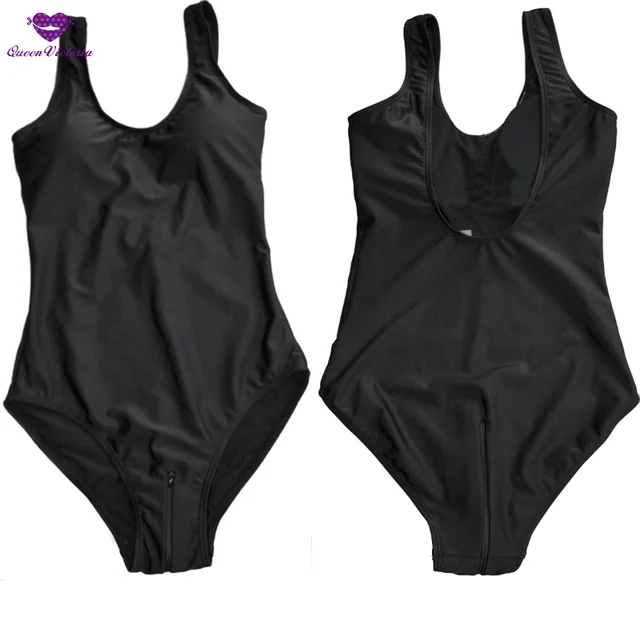 Japanese Comic Cosplay Sukumizu School Black Swimsuit One Piece Zipper