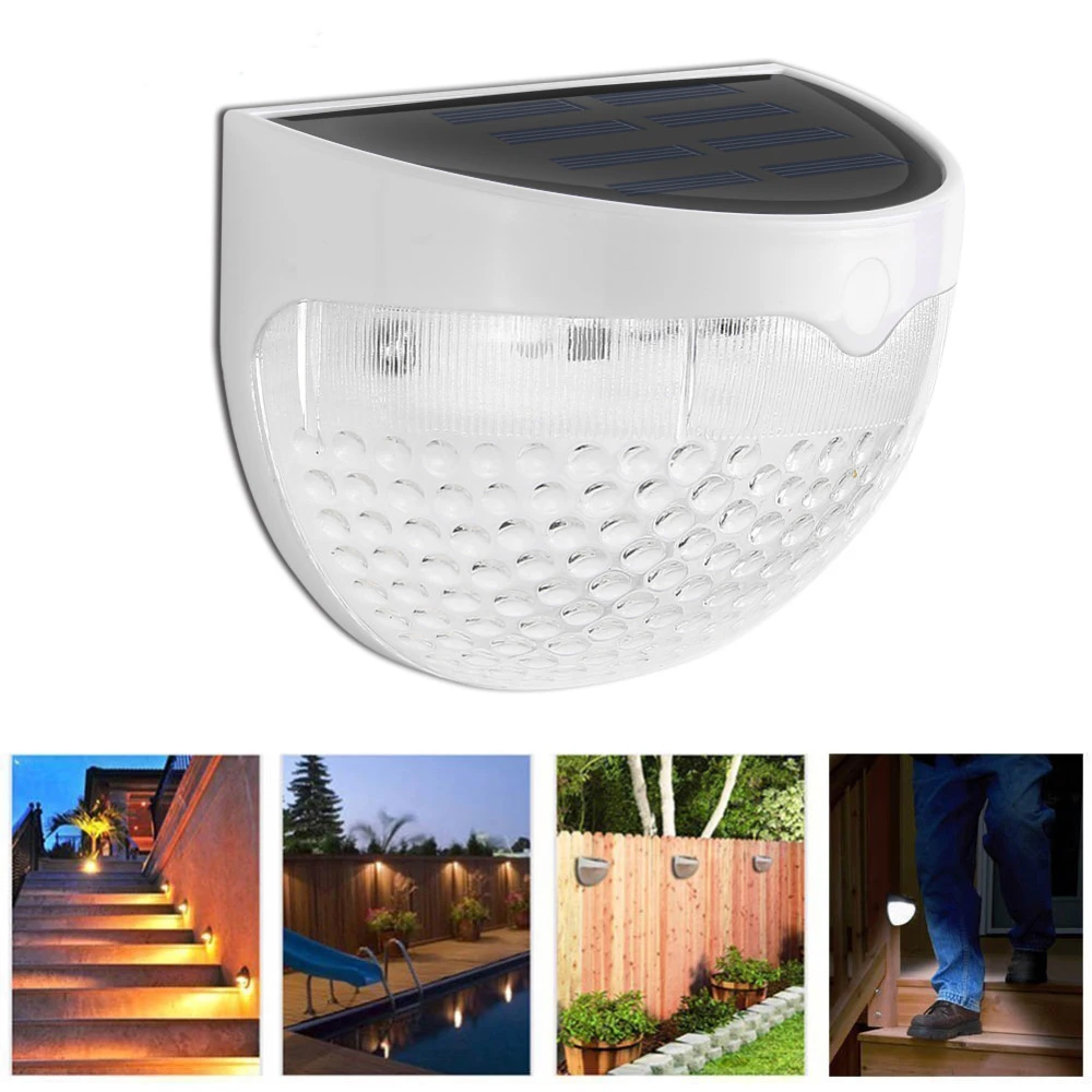 6 LED Solar Led Wall Lamp Light Sensor Auto ON/OFF Waterproof Cool ...
