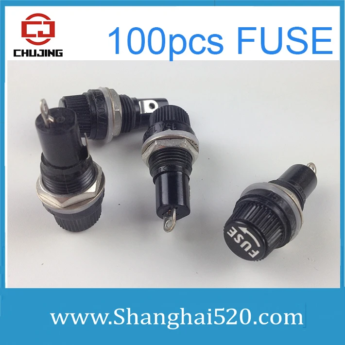 100x black mini Fuse socket rail 2 pins black fuse CE thread fuse knob ...