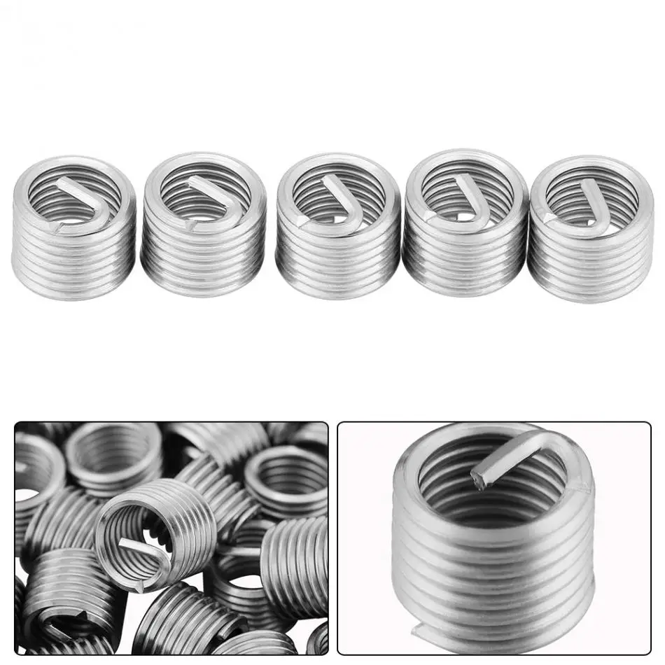 50pcs Stainless Steel Coiled Wire Helical Screw Thread Inserts M8 x 1. ...
