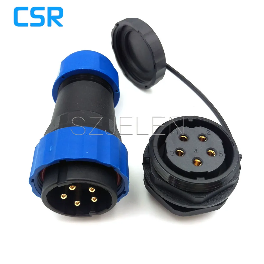 SD28TP-ZM, 5 pin waterproof connector,IP67, LED Panel mount 5 pin power ...