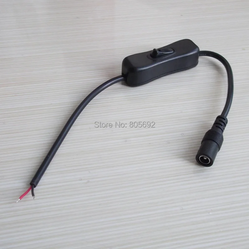 100 개/몫 led dc 케이블 암 잭 연결 전원 공급 장치 라인 리드 (swith on/off 버튼 포함)|jack ...