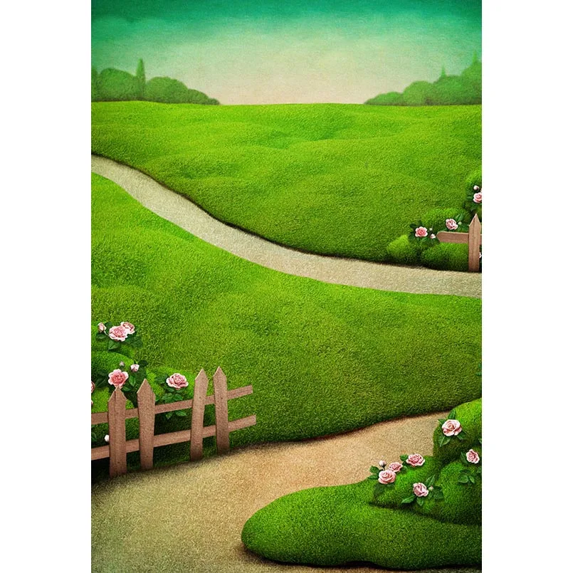 Cartoon Photography Backdrops Idyllic Path Backgrounds for Photo Studio ...